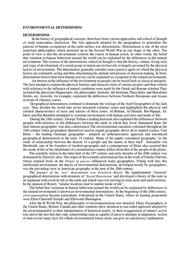 Environmental Determinism | PDF