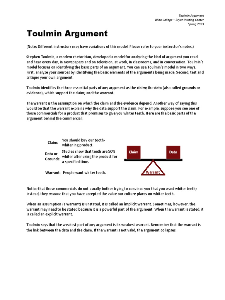 Toulmin Argument | PDF | Argument | Cognition