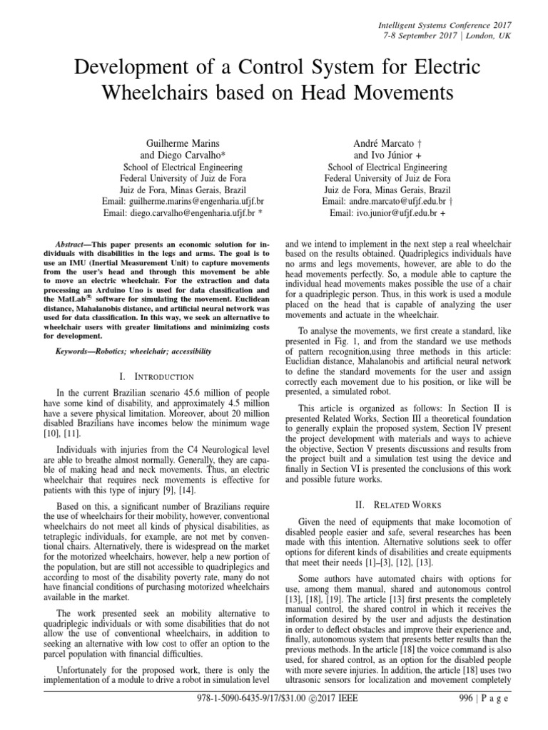 Head-Movement Controlled Wheelchair System | PDF | Accelerometer ...