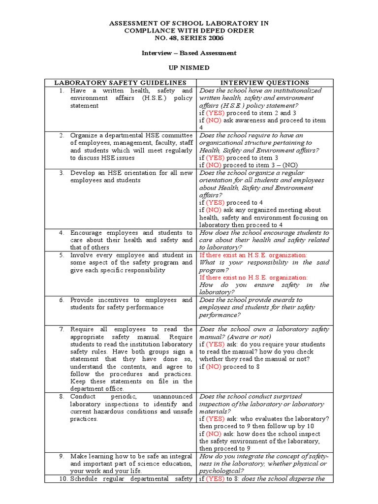 COMPLIANCE in PHYSICS LABORATORY | PDF | Laboratories | Occupational Safety And Health