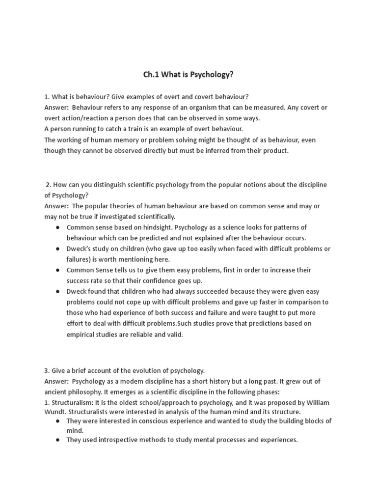 Notes Class 11 Psychology 23-24 | PDF