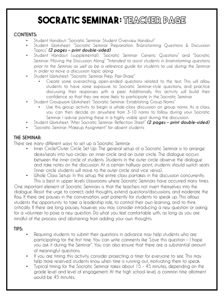 Socratic Seminar:: Contents | PDF | Cognition | Human Communication