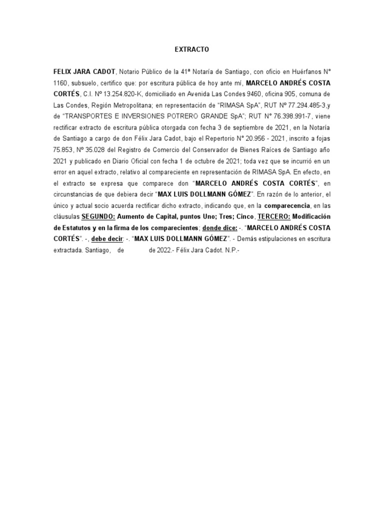 Rectificación de Escritura Notarial | PDF