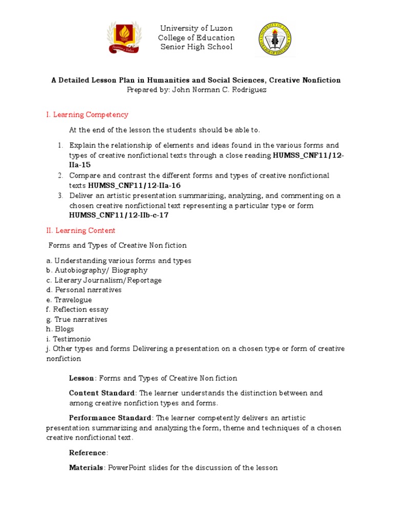 DLP-creative-writing-nonfiction | PDF | Creative Nonfiction | Narrative