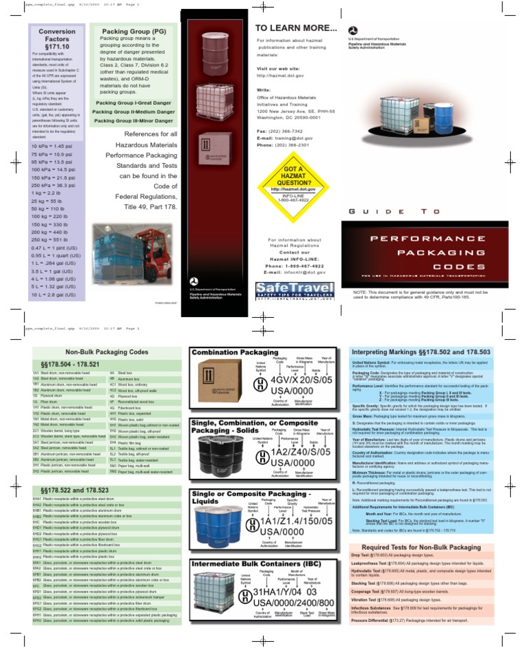 Performance Packaging Codes | PDF | Dangerous Goods | Materials