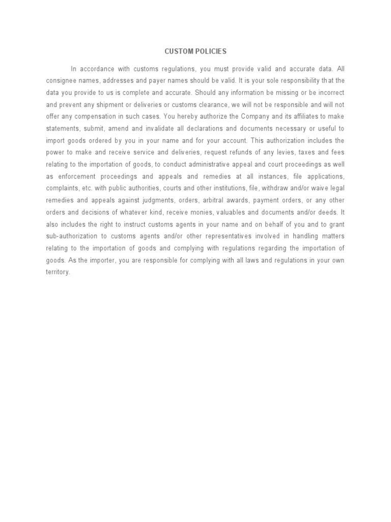 Custom Policies | PDF