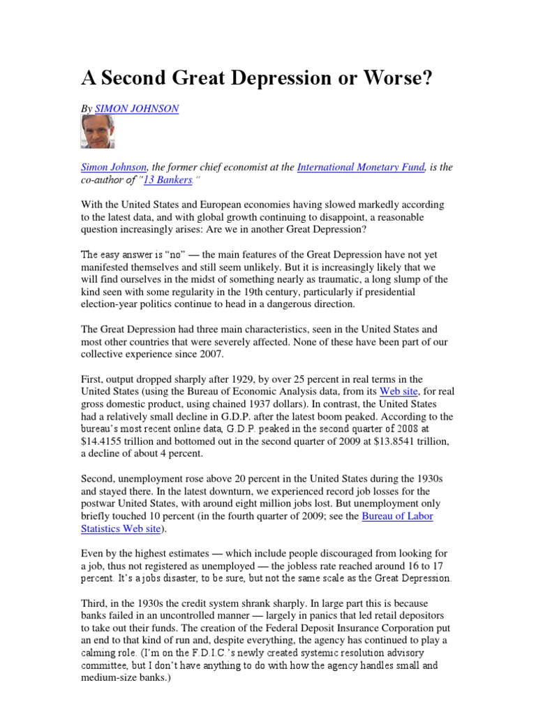 A Second Great Depression or Worse | PDF | Great Depression | Deflation