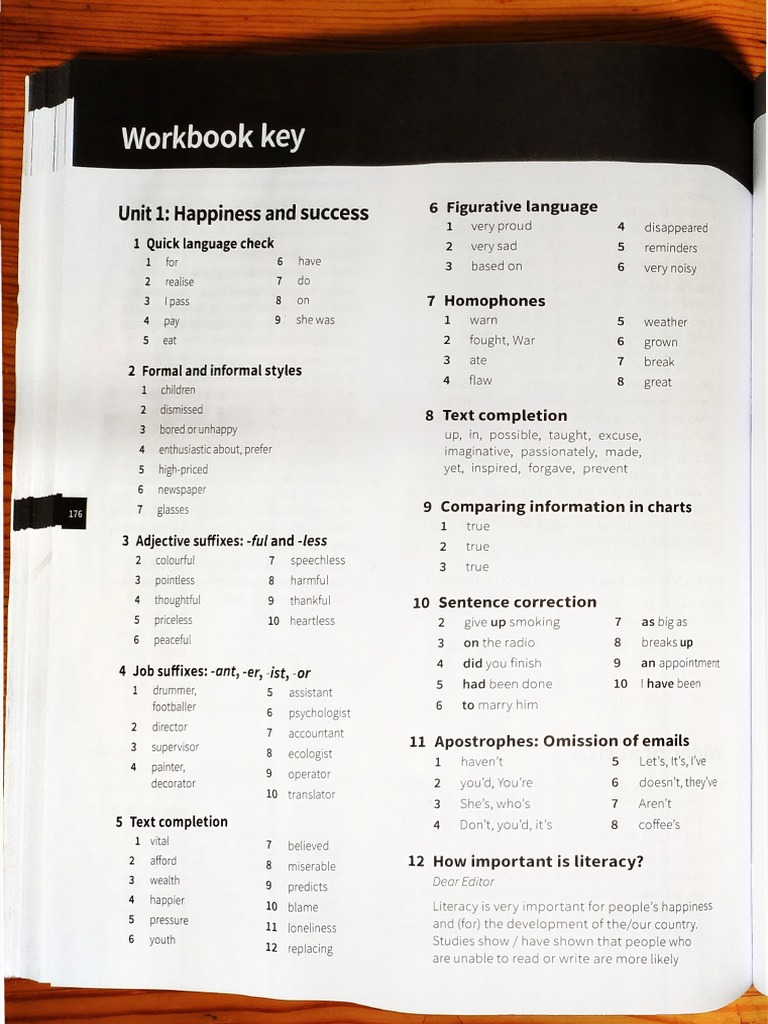 Unit 1: Happiness and Success: 1 Quick Language Check | PDF | Linguistics