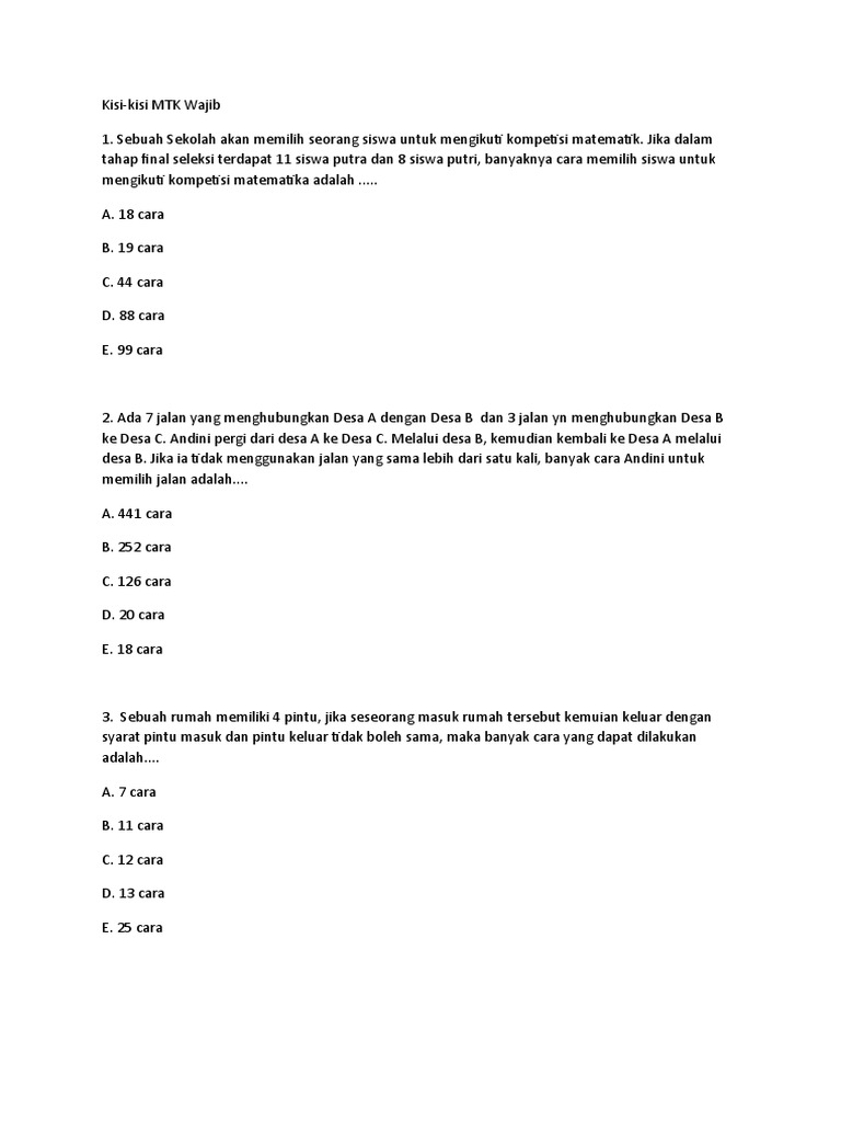 Kisi2 MTK Wajib | PDF
