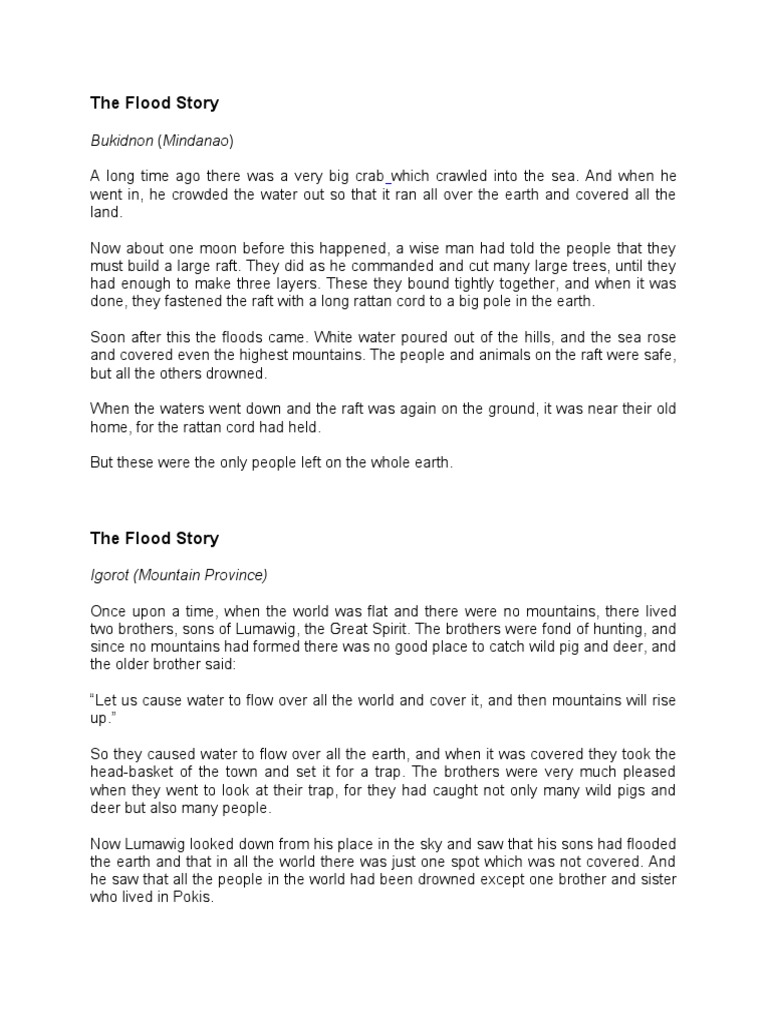 BUKIDNON - IGOROT - The Flood Story | PDF