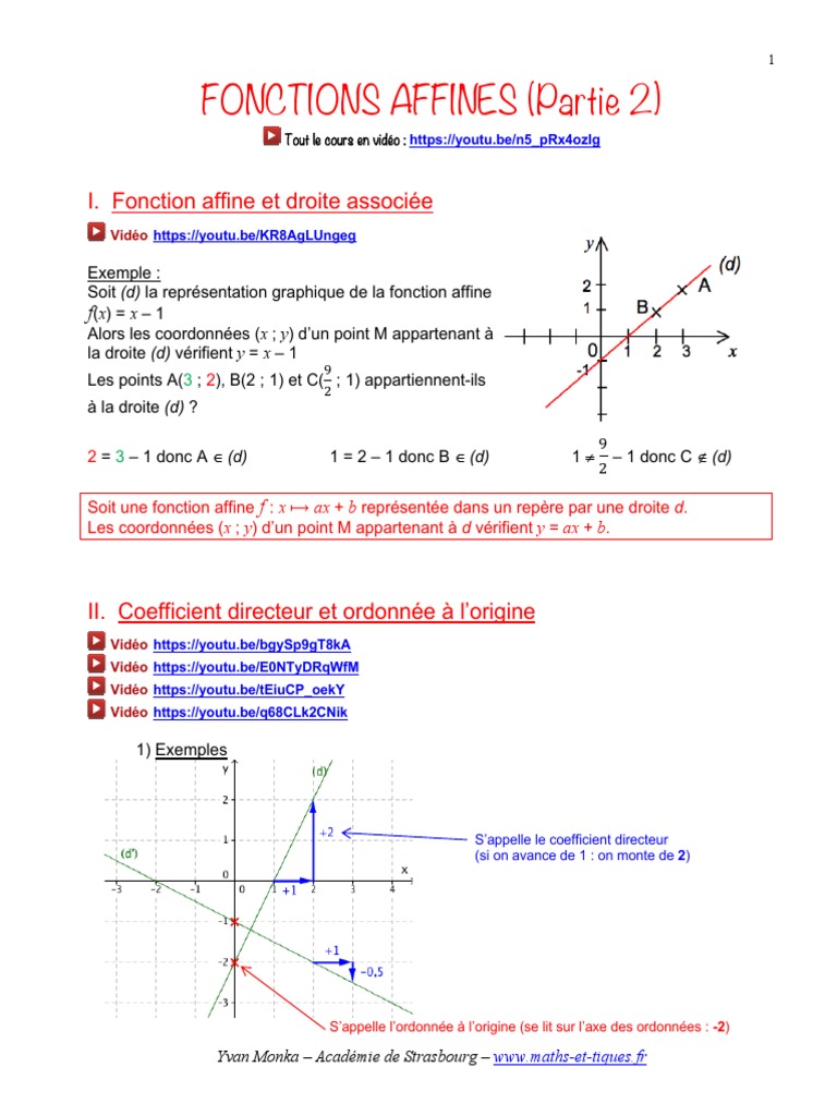 Fonctions affines 2 | PDF