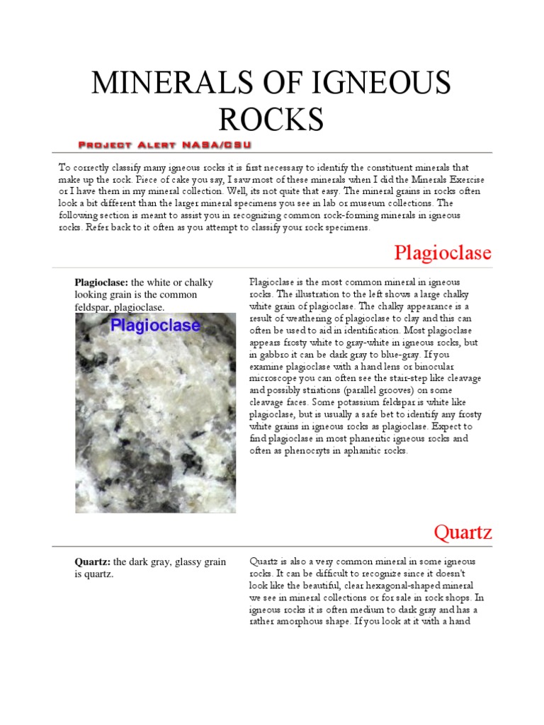 MINERALS OF IGNEOUS ROCKS ID GUIDE | PDF | Igneous Rock | Minerals