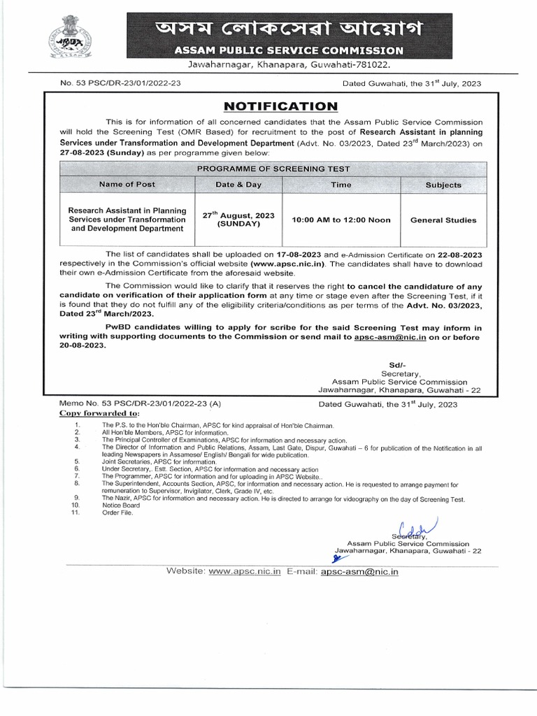 Notif RA Planning Servic OMR 03 2023 01082023 | PDF