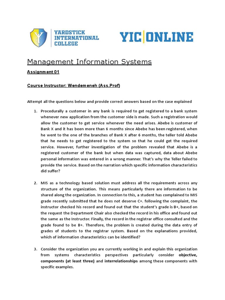 MIS Assignment 01 | PDF | Computing