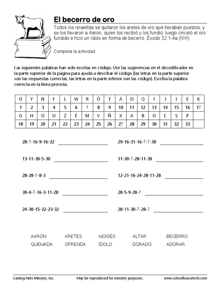 Actividad Becerro de Oro 5to | PDF