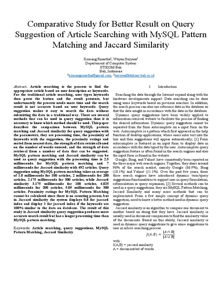 Comparative Study For Better Result On Query Suggestion of Article ... Comparative Study For Better Result On Query Suggestion of Article ...
