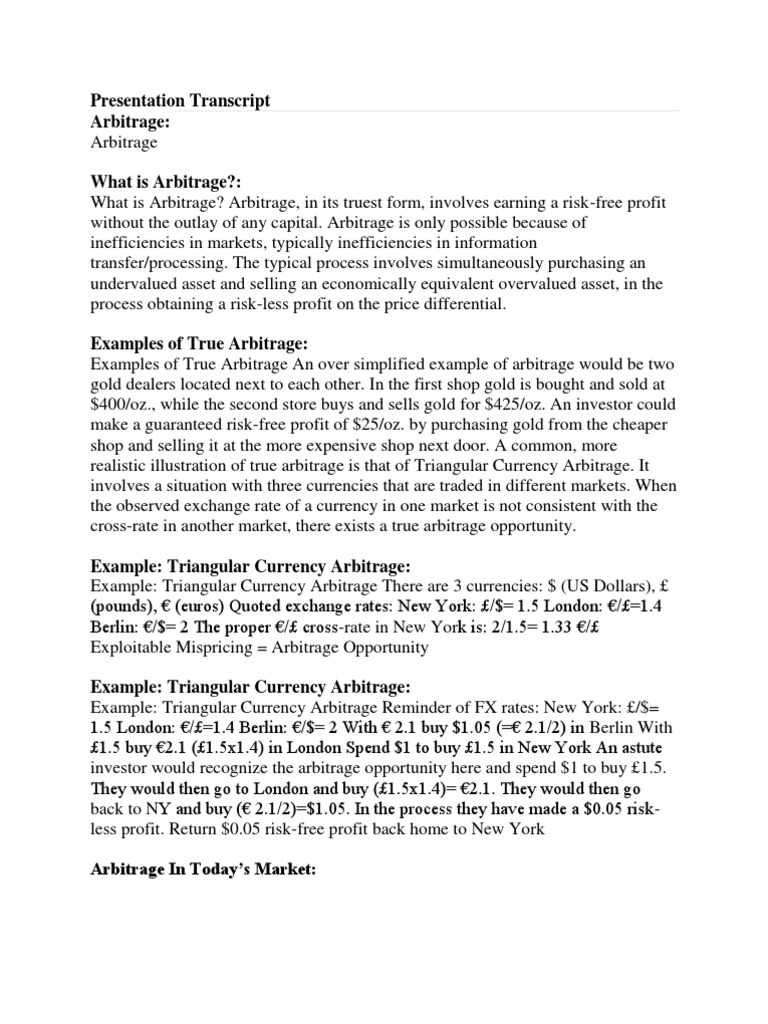 Presentation Transcript | PDF | Arbitrage | Option (Finance)