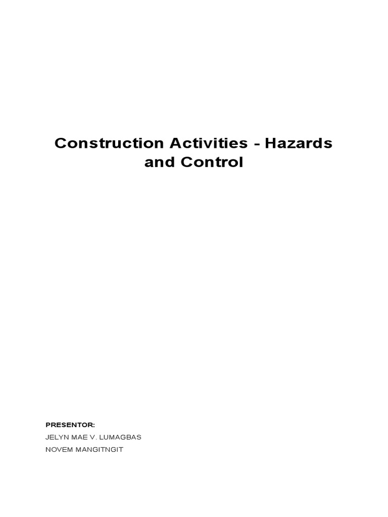 Construction Activities - Hazards and Control | PDF | Scaffolding | Safety