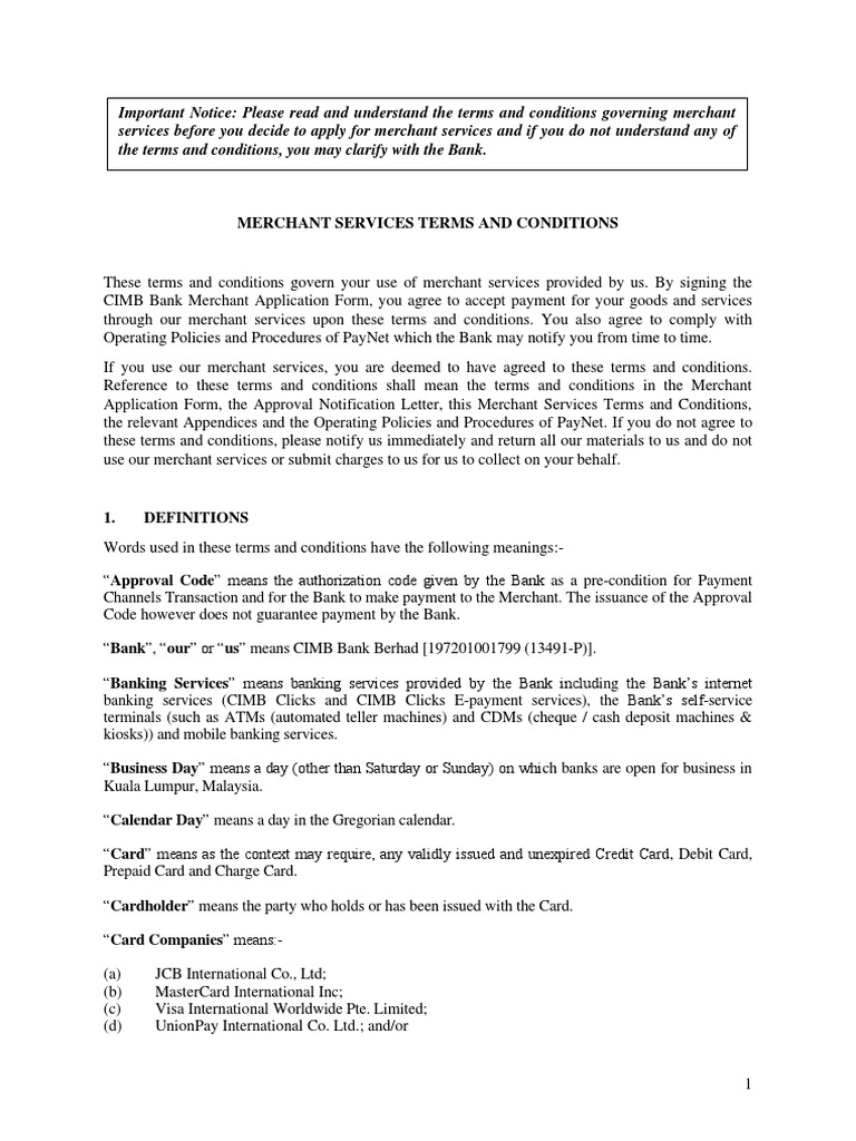 TNC Merchant Service | PDF