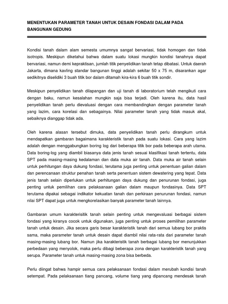 Desain Fondasi: Parameter Tanah | PDF