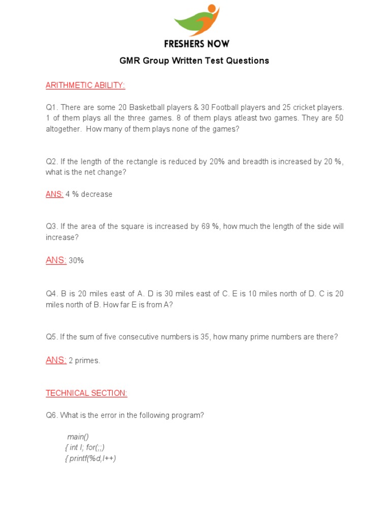 GMR Group Written Test | PDF