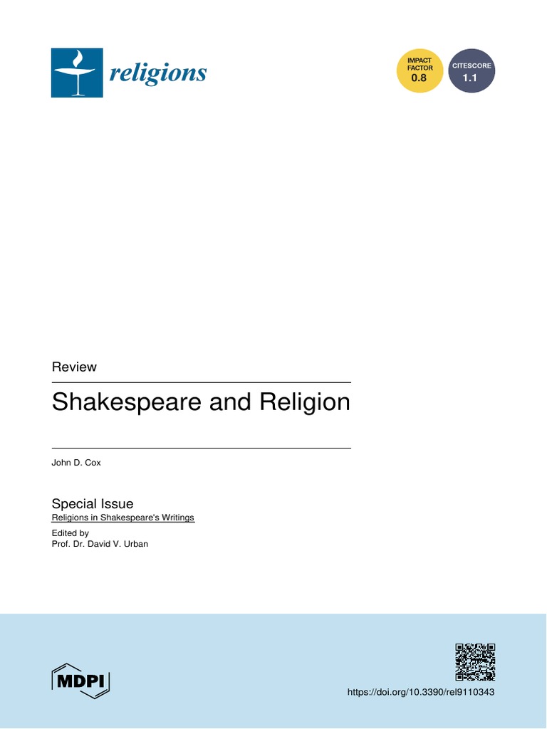 Shakespeare and Religion - John D. Cox | PDF | Othello | The Merchant ...
