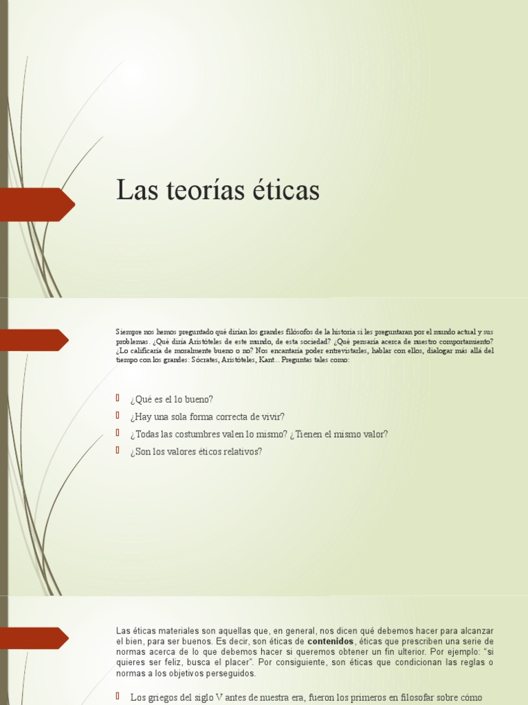 Las Teorías Éticas | PDF | Placer | Hedonismo
