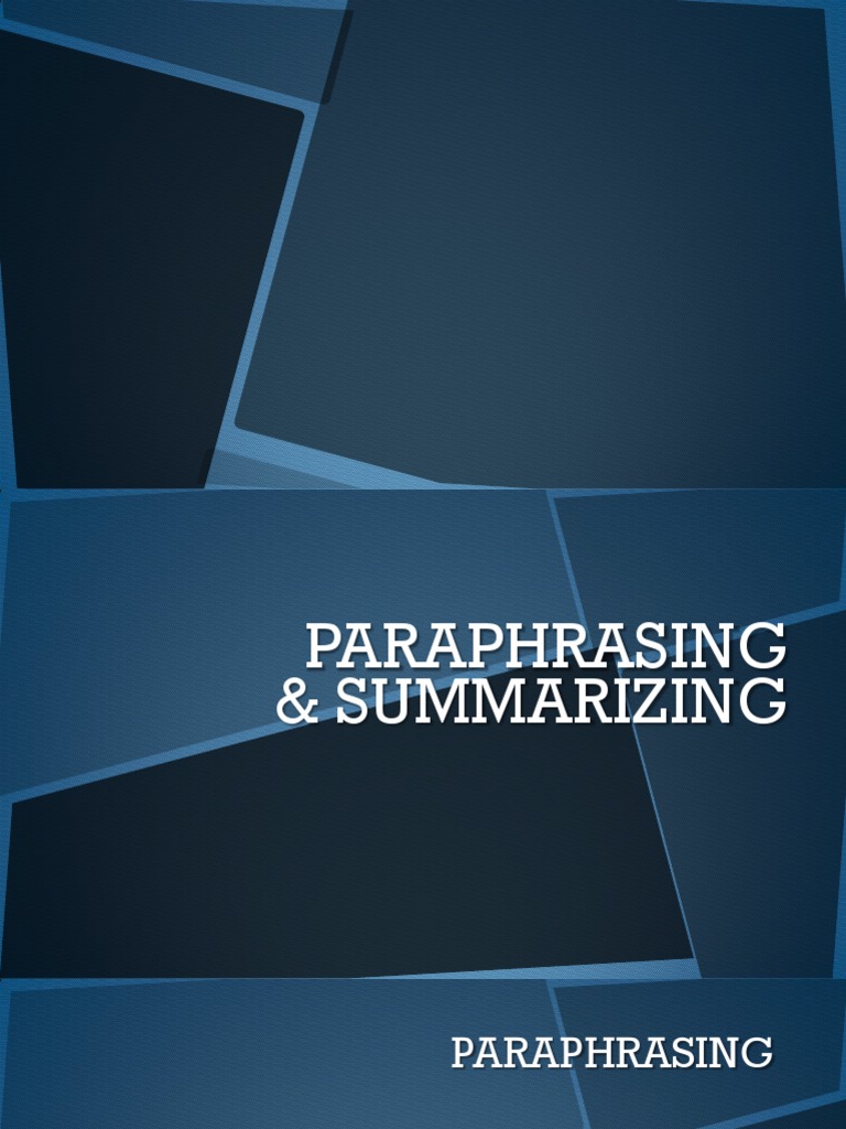 Paraphrasing and Summarizing Techniques | PDF