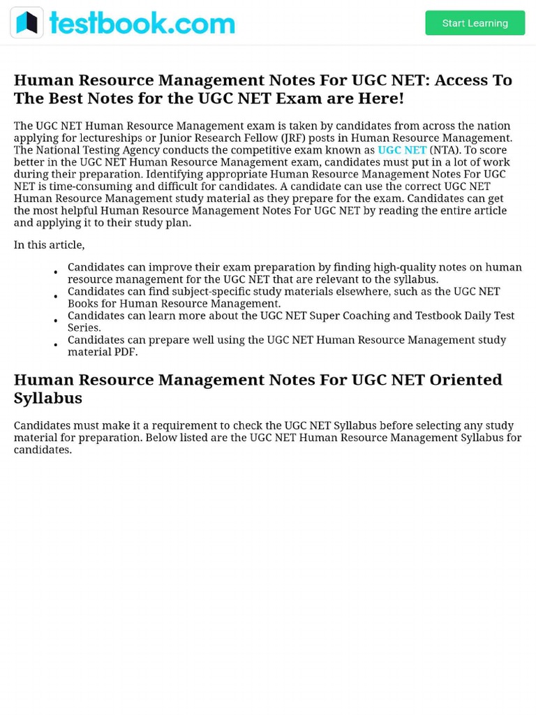 Human Resource Management Notes For UGC NET_ Access To The Best Notes ...