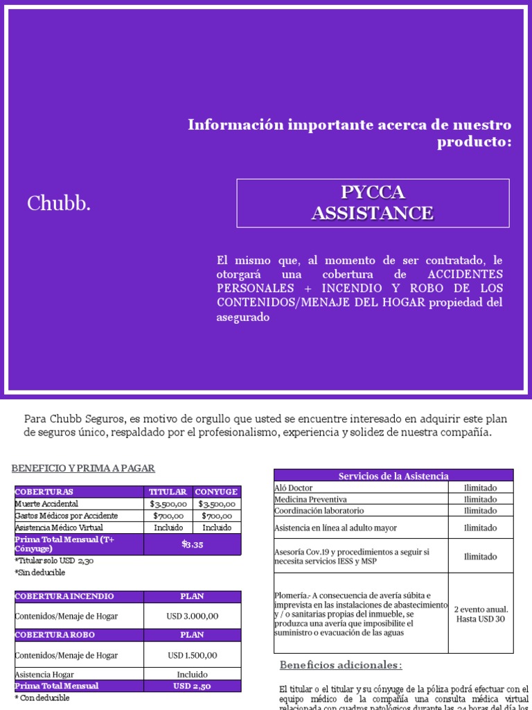 Chubb Pycca Assistance | PDF | Negocios