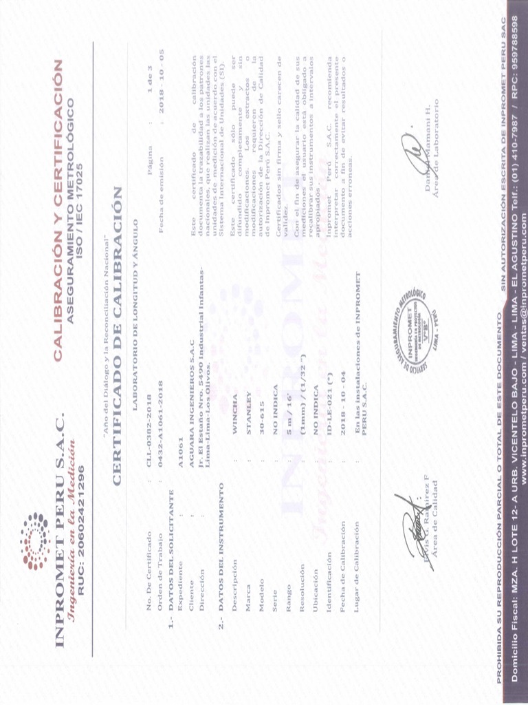 Certificados de Calibracion | PDF