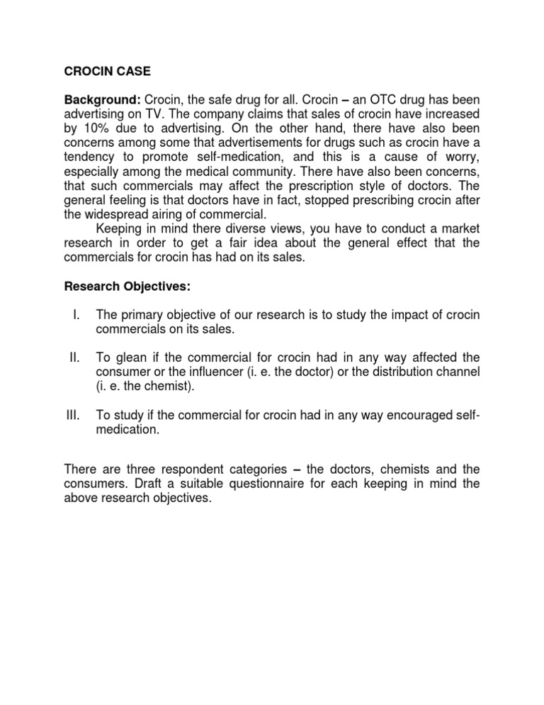 Crocin Case Study | PDF