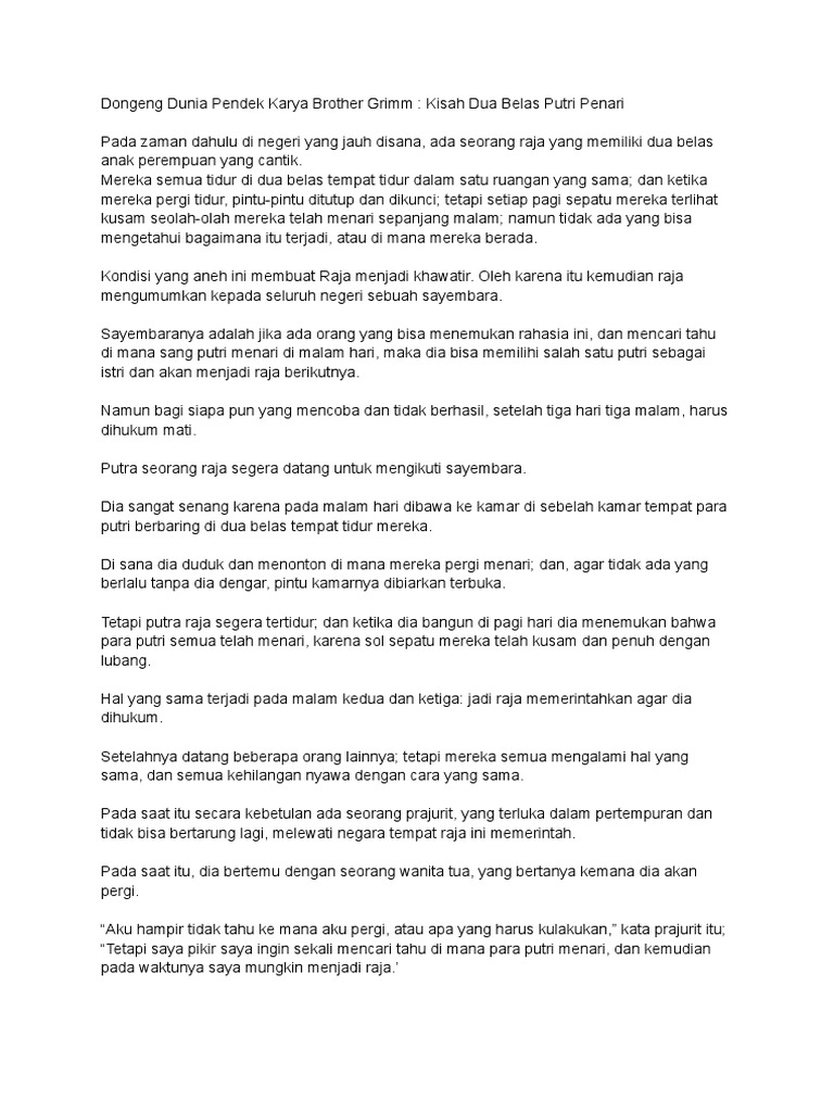 Dongeng Dua Belas Putri Penari | PDF | Fiksi Misteri, Thriller, & Kejahatan