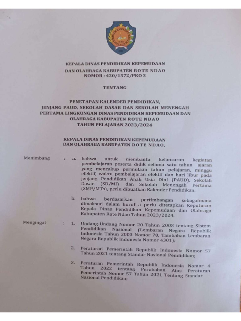 Kaldik TA 2023 2024 | PDF