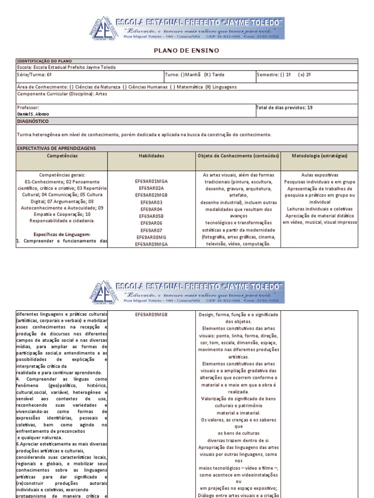 PLANO DE ENSINO - Planejamento Semestral 6ºano 2 | PDF | Science ...