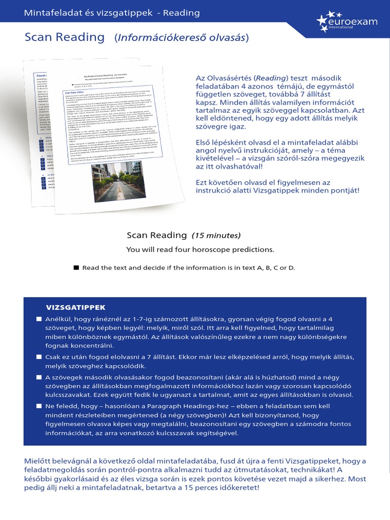 Read2 o Scan-Reading b2 Uj Vizsgatippek-Mintafeladat-2 | PDF