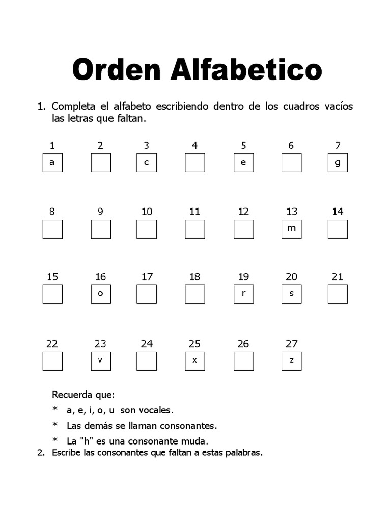 Orden Alfabético | PDF | Estudios de idiomas extranjeros | Hogar ...