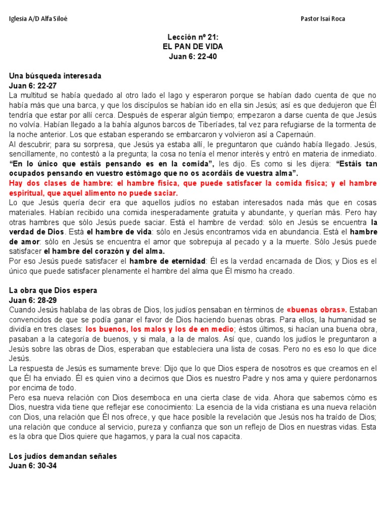 Jesús: El Pan de Vida y la Satisfacción Espiritual | PDF | Jesús | Dios