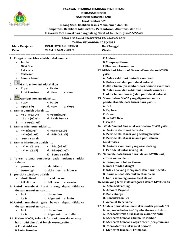 Pas Komputer Akuntansi Xi Akl | PDF