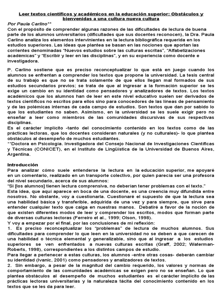 Leer Textos Científicos y Académicos en La Educación Superior | PDF ... Leer Textos Científicos y Académicos en La Educación Superior | PDF ...