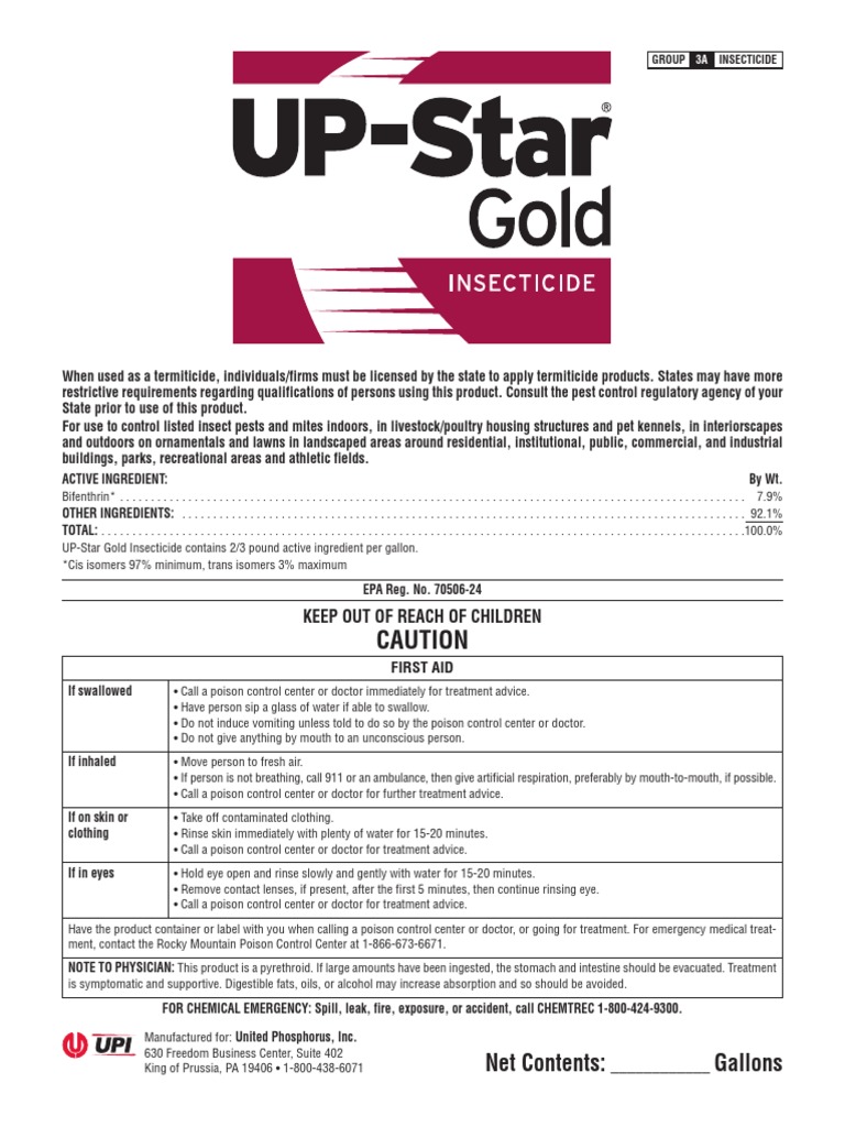 UP Star Gold 7.9 Bifenthrin1 | PDF | Pesticide | Soil