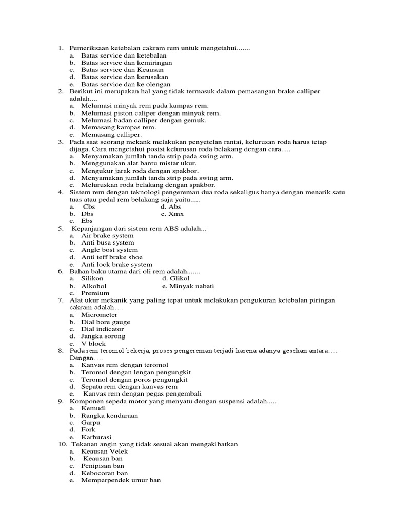 Soal Xii TBSM Casis | PDF
