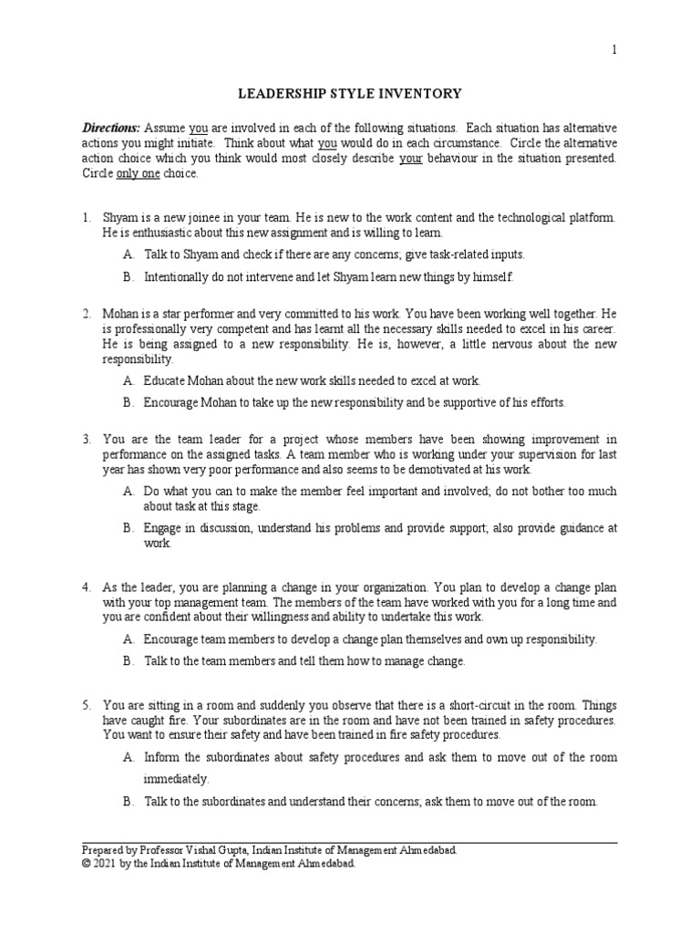 g4sByRiFRSObveQN ko9FA - Leadership Styles Inventory 2021 | PDF