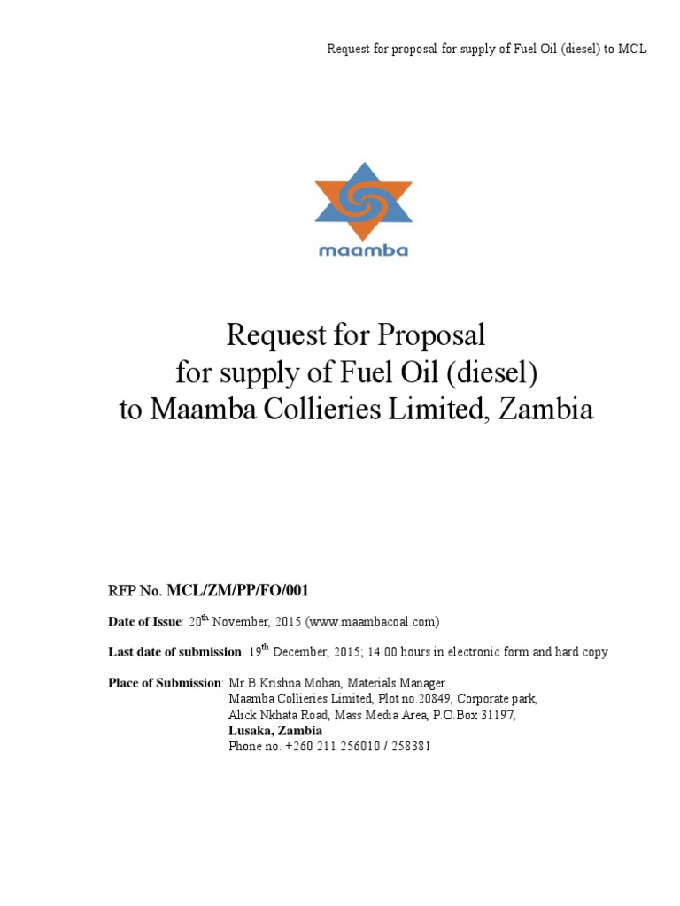 Request For Proposal For Supply of Fuel Oil Diesel To | PDF
