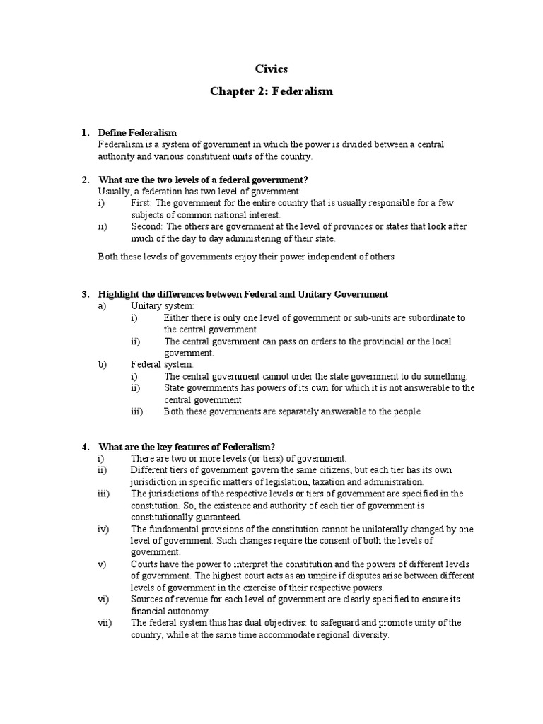 Civics, L-2, Federalism | Download Free PDF | Government | Governance