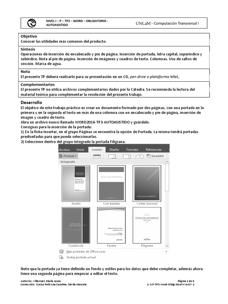 1 3 P TP3 Word Oblig Nivel I Ver17 2 | PDF