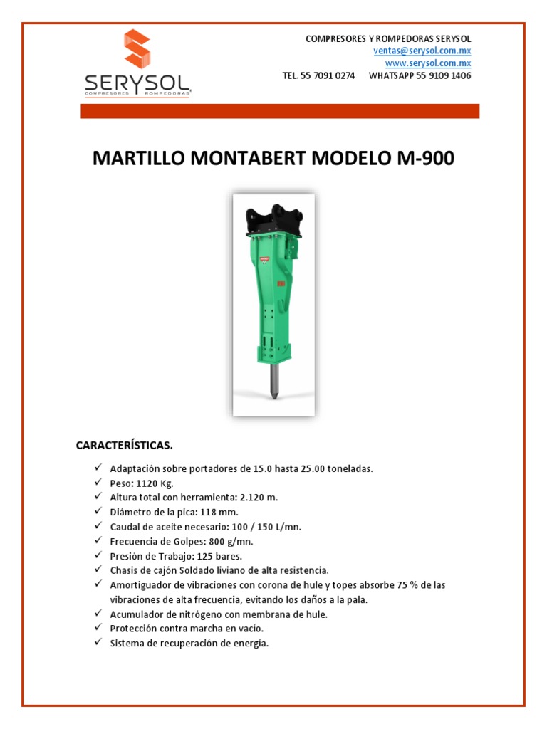 Martillo Montabert M-900: Características | PDF