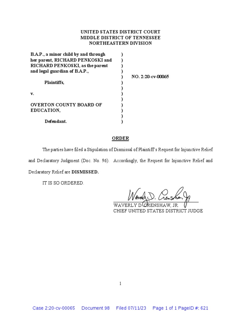 Injunctive Relief Dismissal Order | PDF | Social Science | Law