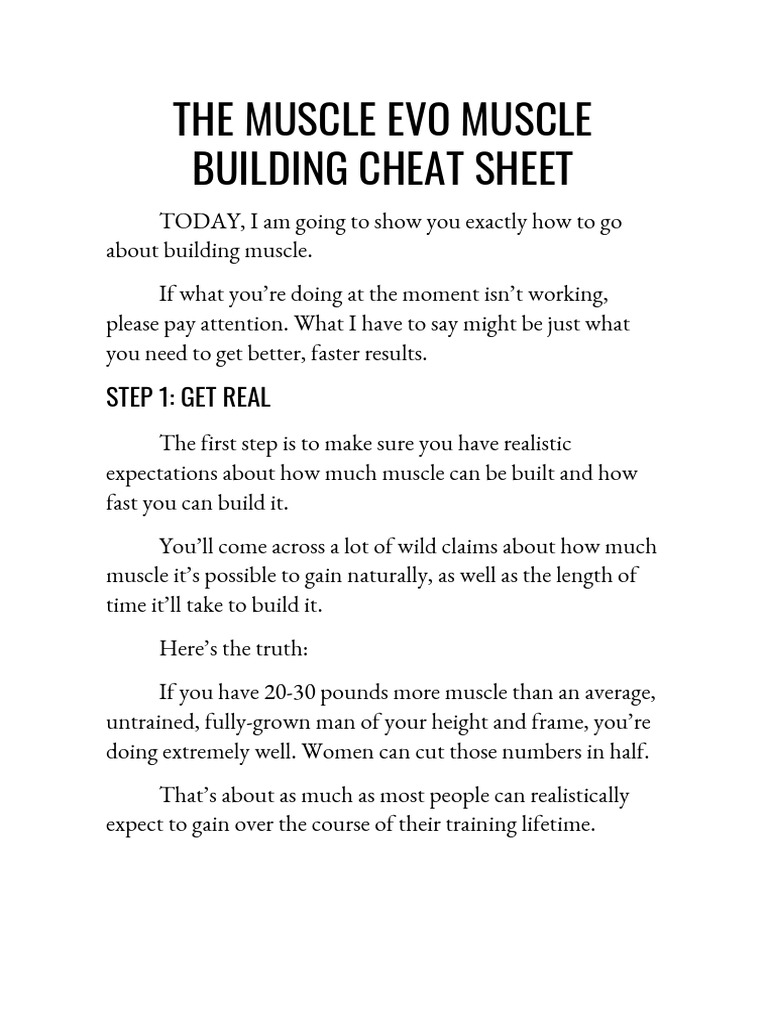 Muscle Building Cheat Sheet | PDF