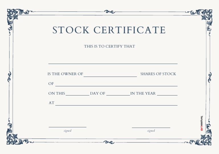 Blank Stock Certificate Template 1 | PDF